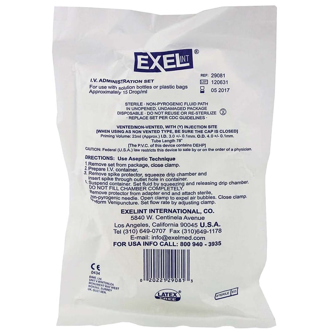 Exel IV Administration Set, 15 Drop/mL, Vented/Non Vented, Y Injection ...