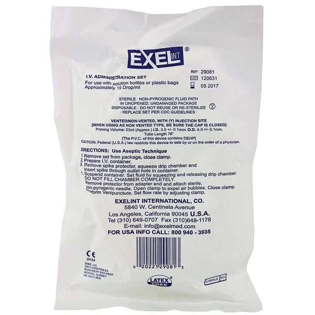 Exel IV Administration Set, 15 Drop/mL, Vented/Non Vented, Y Injection ...