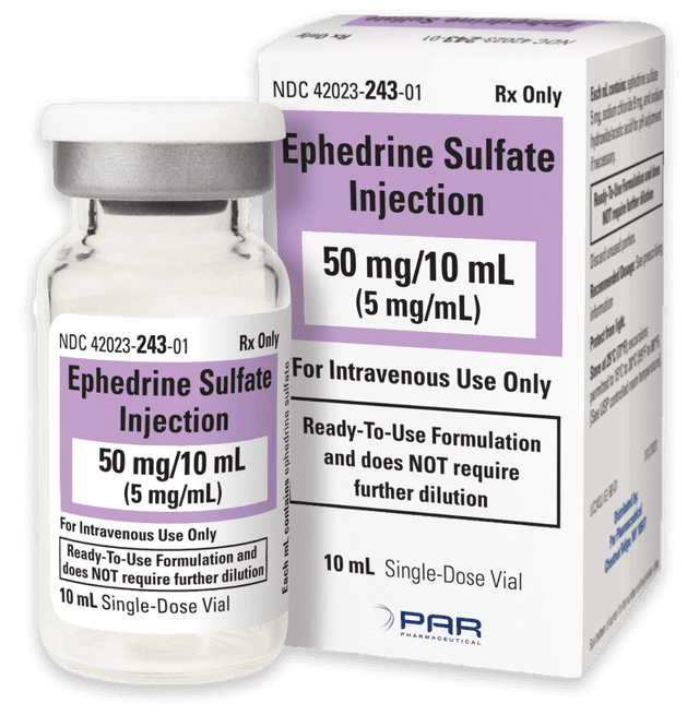 Ephedrine Sulfate 50 mg/mL 1 mL Single-Dose Vial 25/Box