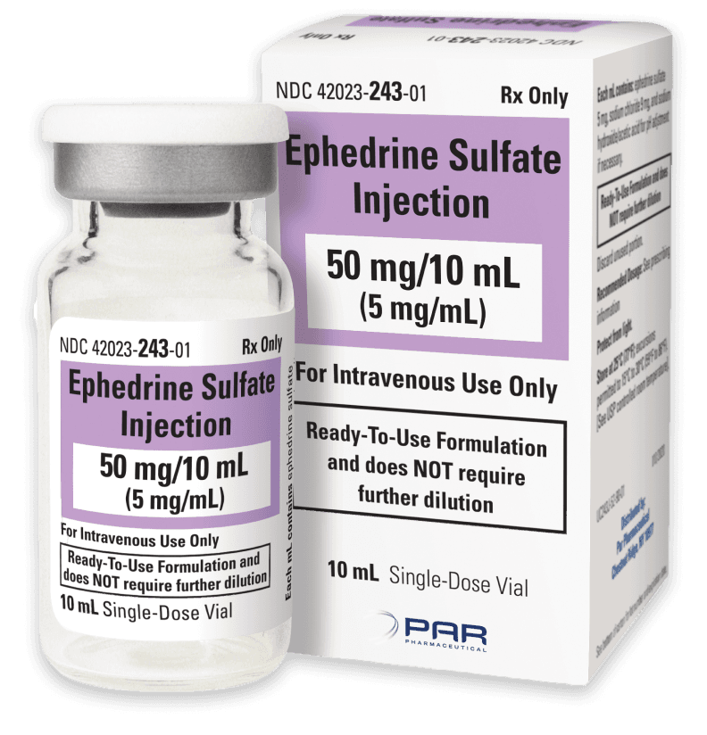 Ephedrine Sulfate 50 mg/mL 1 mL Single-Dose Vial 25/Box