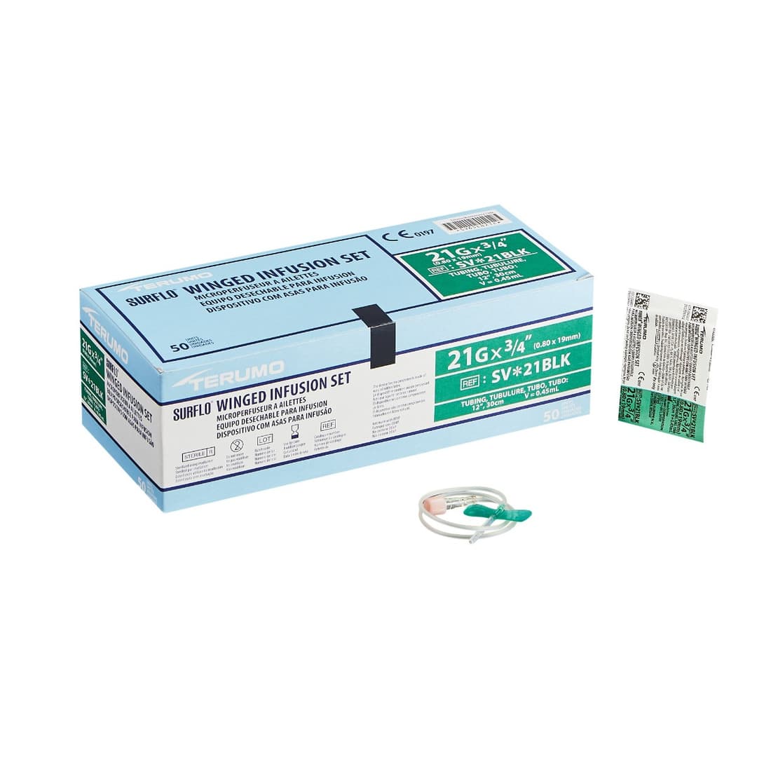 Surflo Winged Infusion Set 21 g x 3/4", 12", 50/Box 50/Box